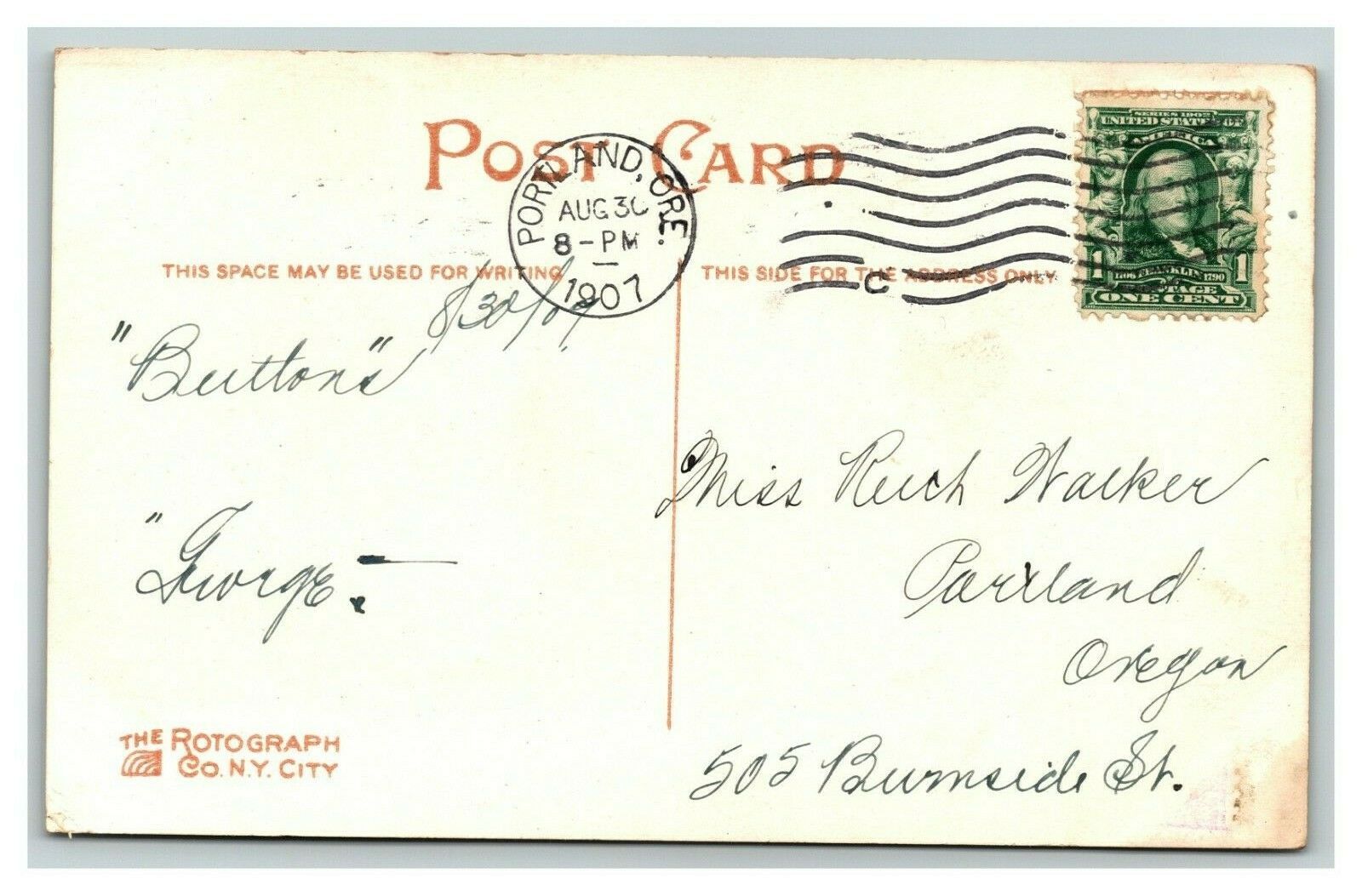 Vintage Early 1900's Rotograph Co Postcard "A Bear Town Sport" POSTED ...