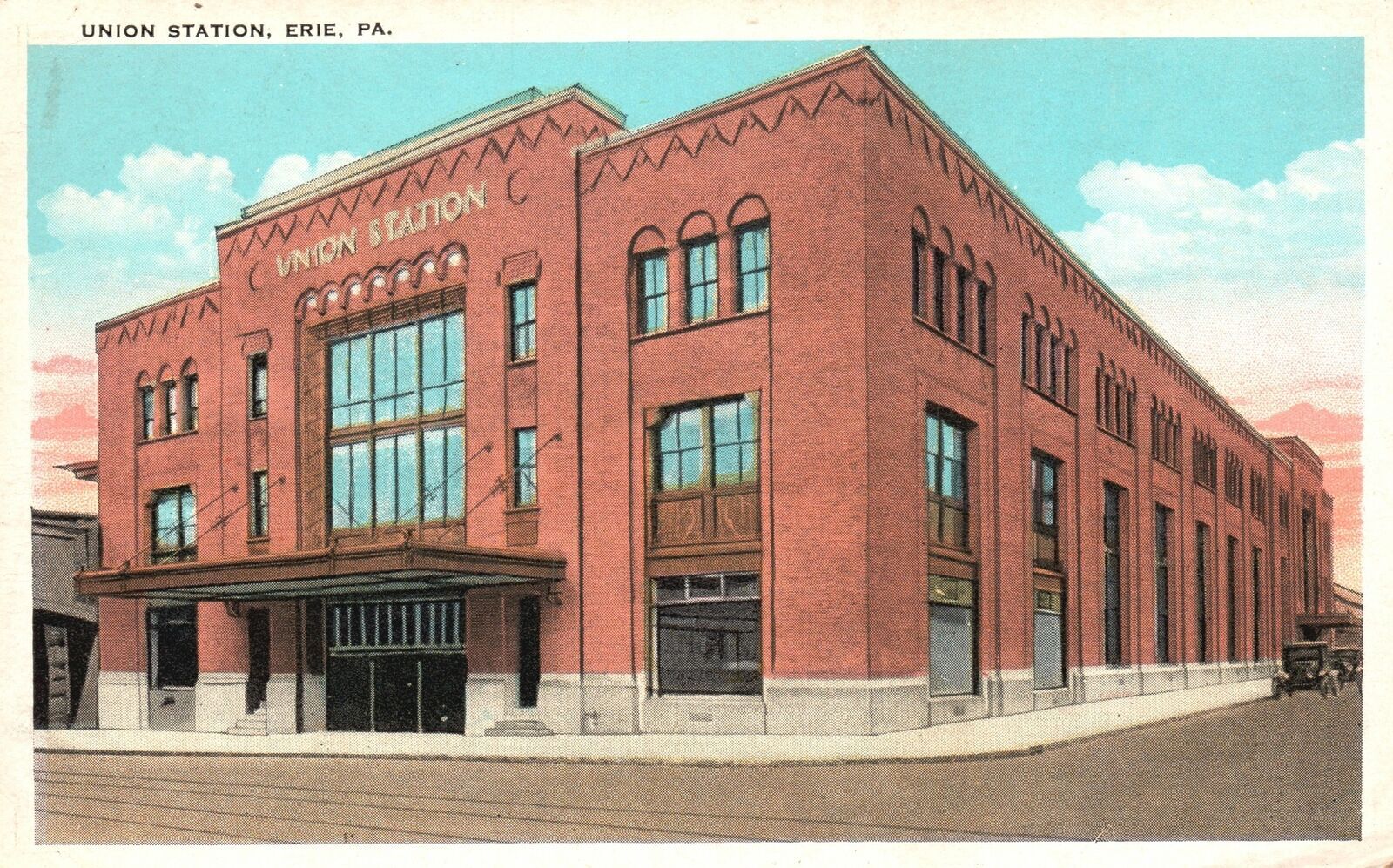 Vintage Postcard 1920's View of Union Station Building Erie ...