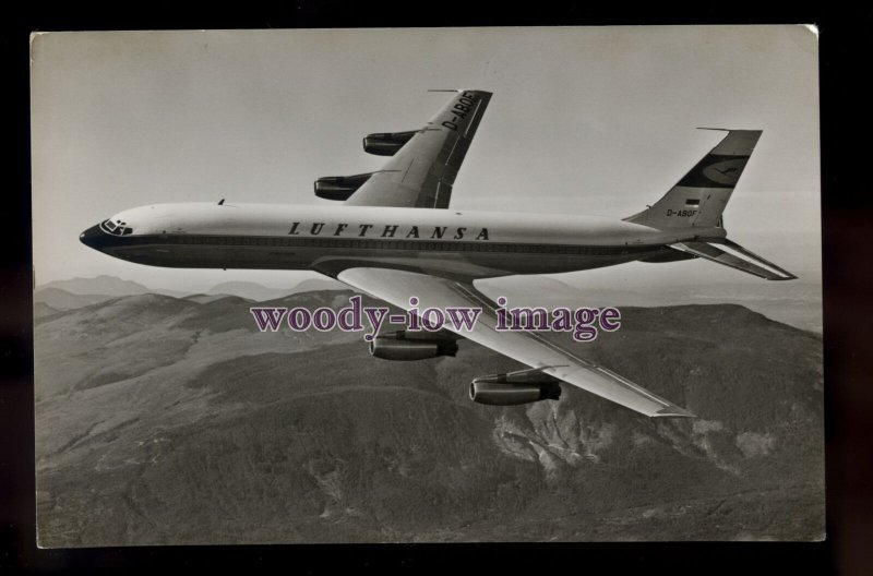 ac0309 - Aircraft - Lufthansa Boeing 707 in flight over land - postcard ...
