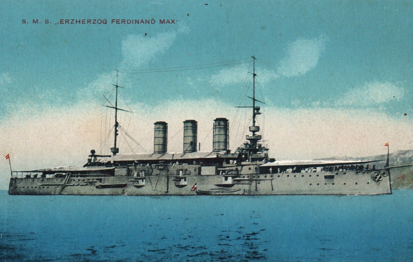 Postcard Rare Austro-Hungarian Navy SMS Erzherzog Ferdinand Max c1900s ...