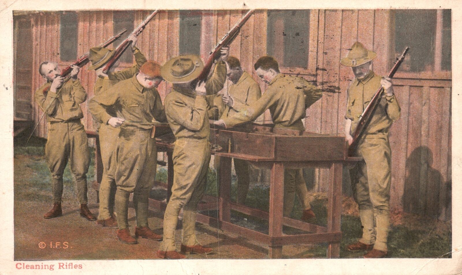 Vintage Postcard 1917 Cleaning Rifles U. S. Military Army Training ...