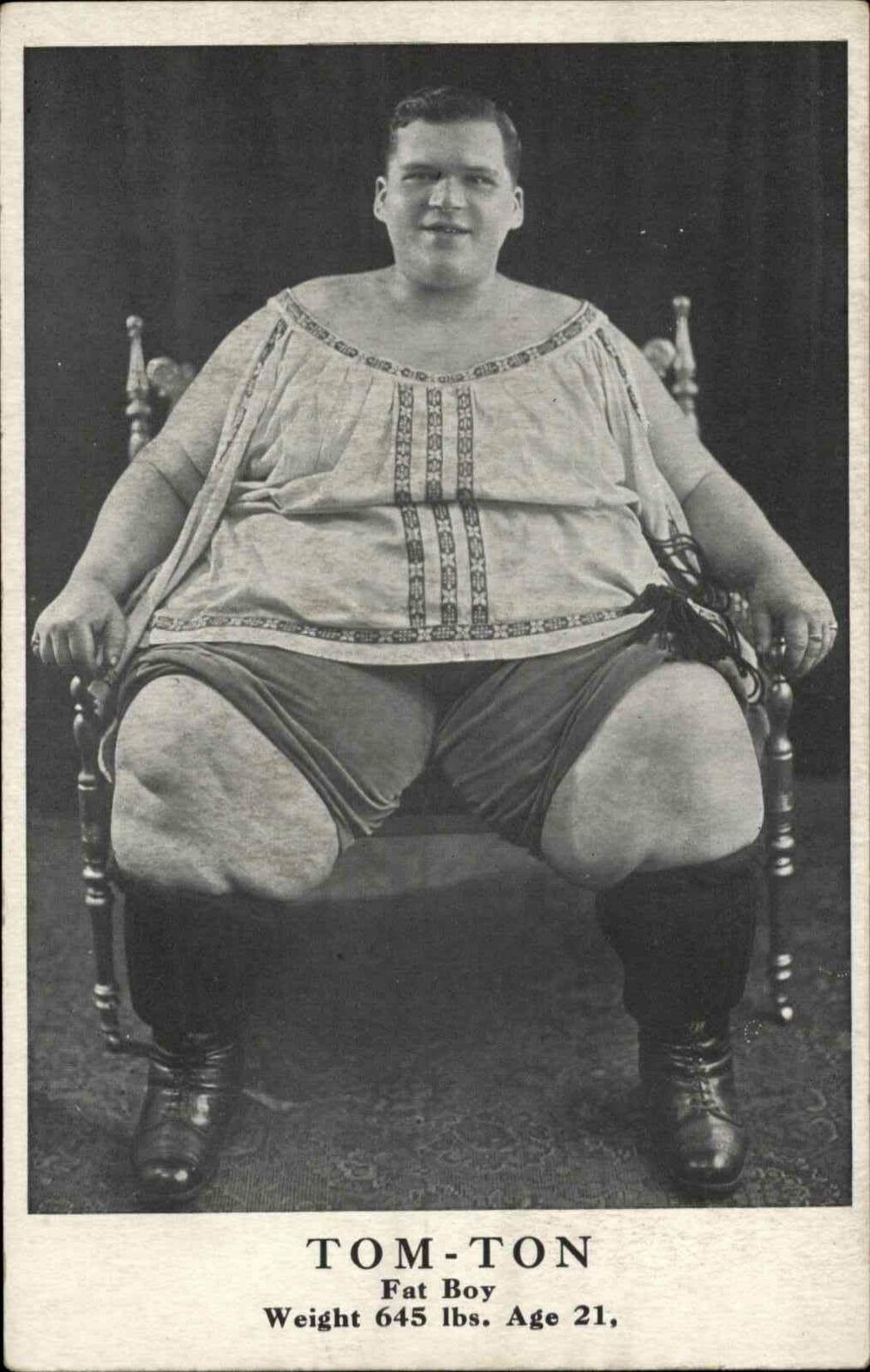 Circus Freak Sideshow Fat Man TOM-TON 645lbs c1910 Postcard | Topics ...