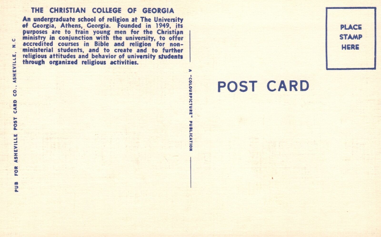 Vintage Postcard 1930's The Christian College School Religion Georgia ...