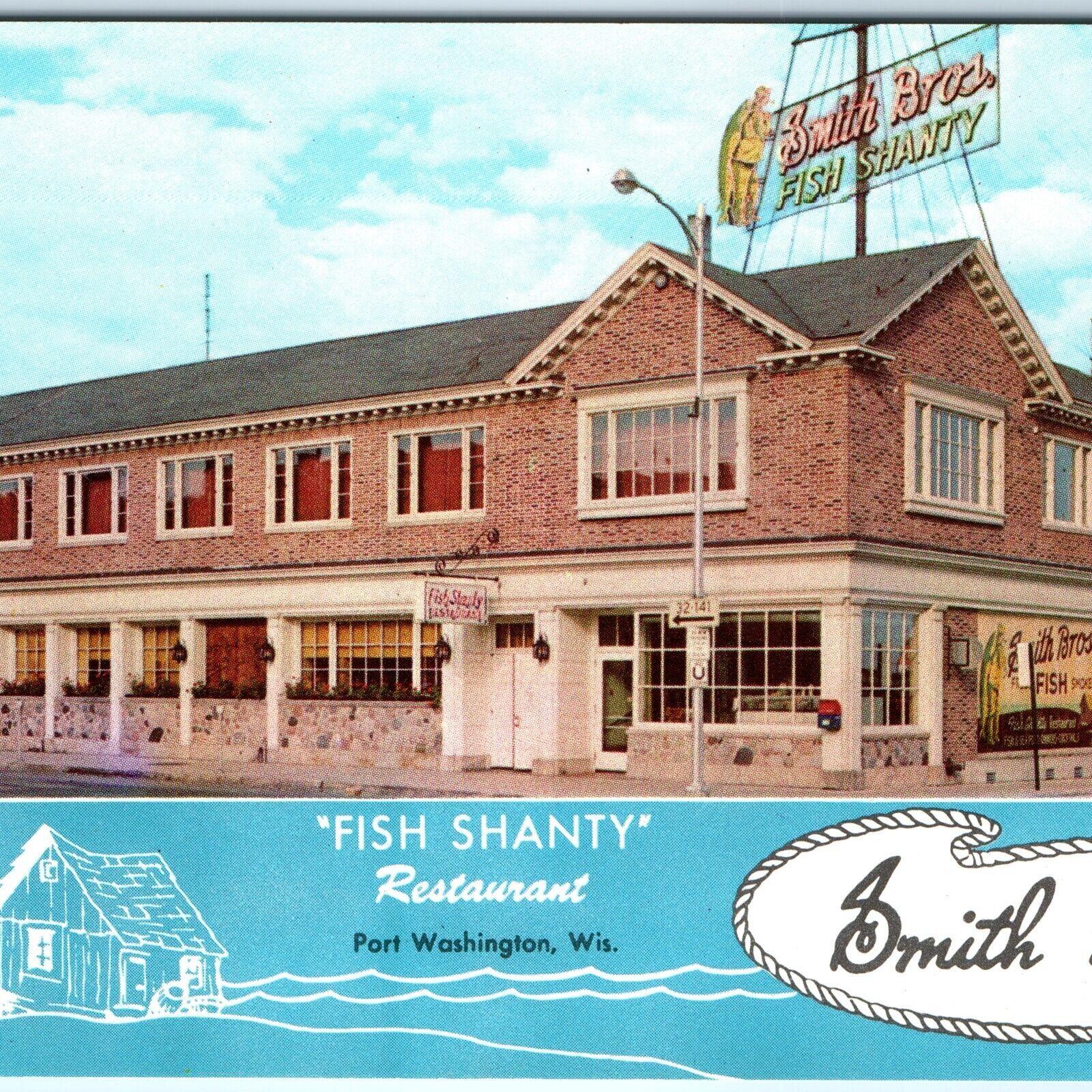c1960s Port Washington, WI Smith Bros Fish Shanty Restaurant Sign ...