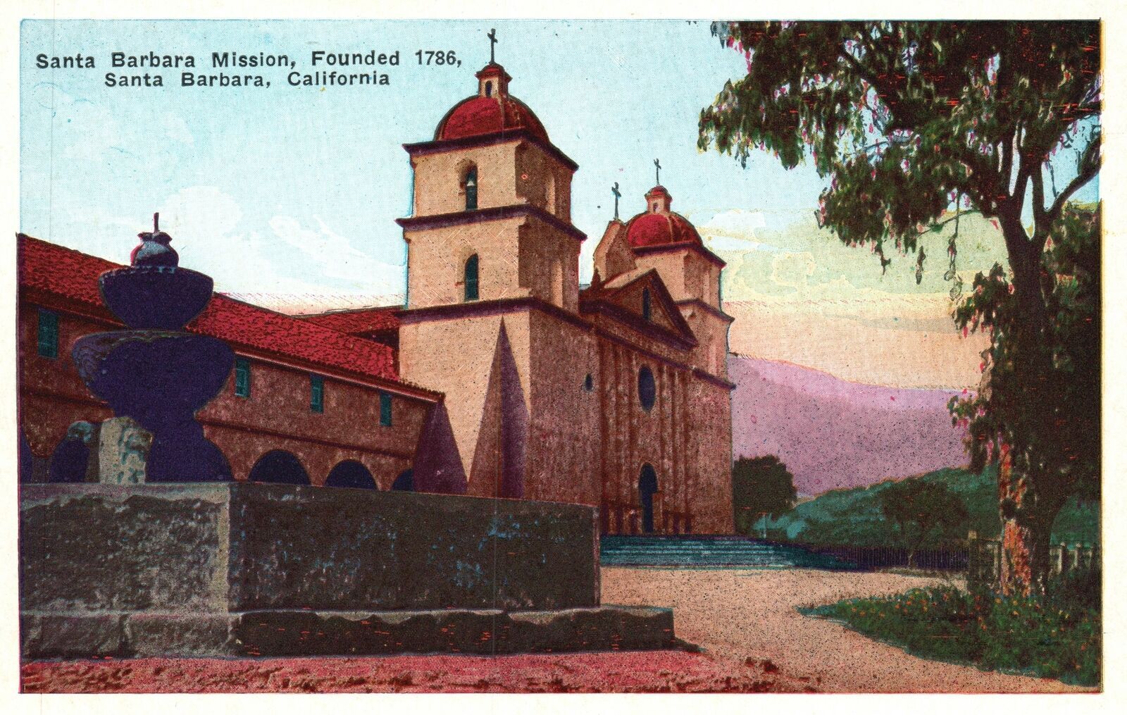 Vintage Postcard Santa Barbara Mission1786 Religious Building ...