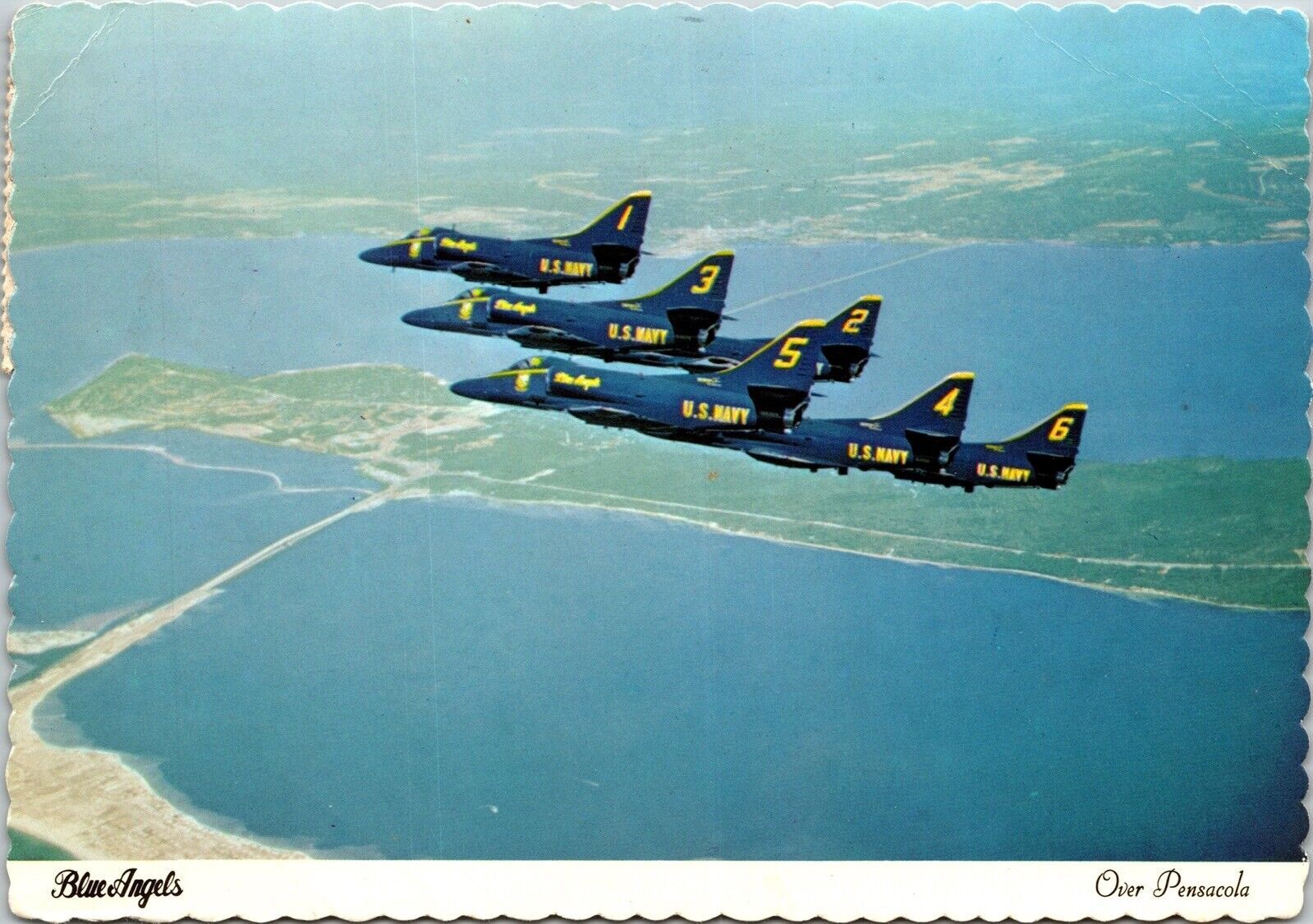 US Navy Blue Angels Naval Aviation Ambassadors Chrome Postcard WOB ...