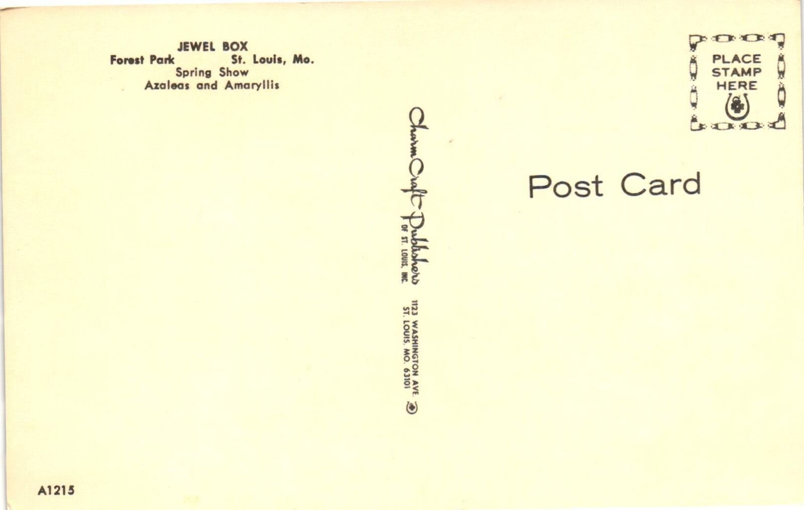 Vintage Postcard- Azaleas and Amaryllis, Jewel Box, Forest Park, St ...