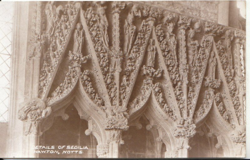 Nottinghamshire Postcard - Details of Sedilia - Hawton Church - Ref ...
