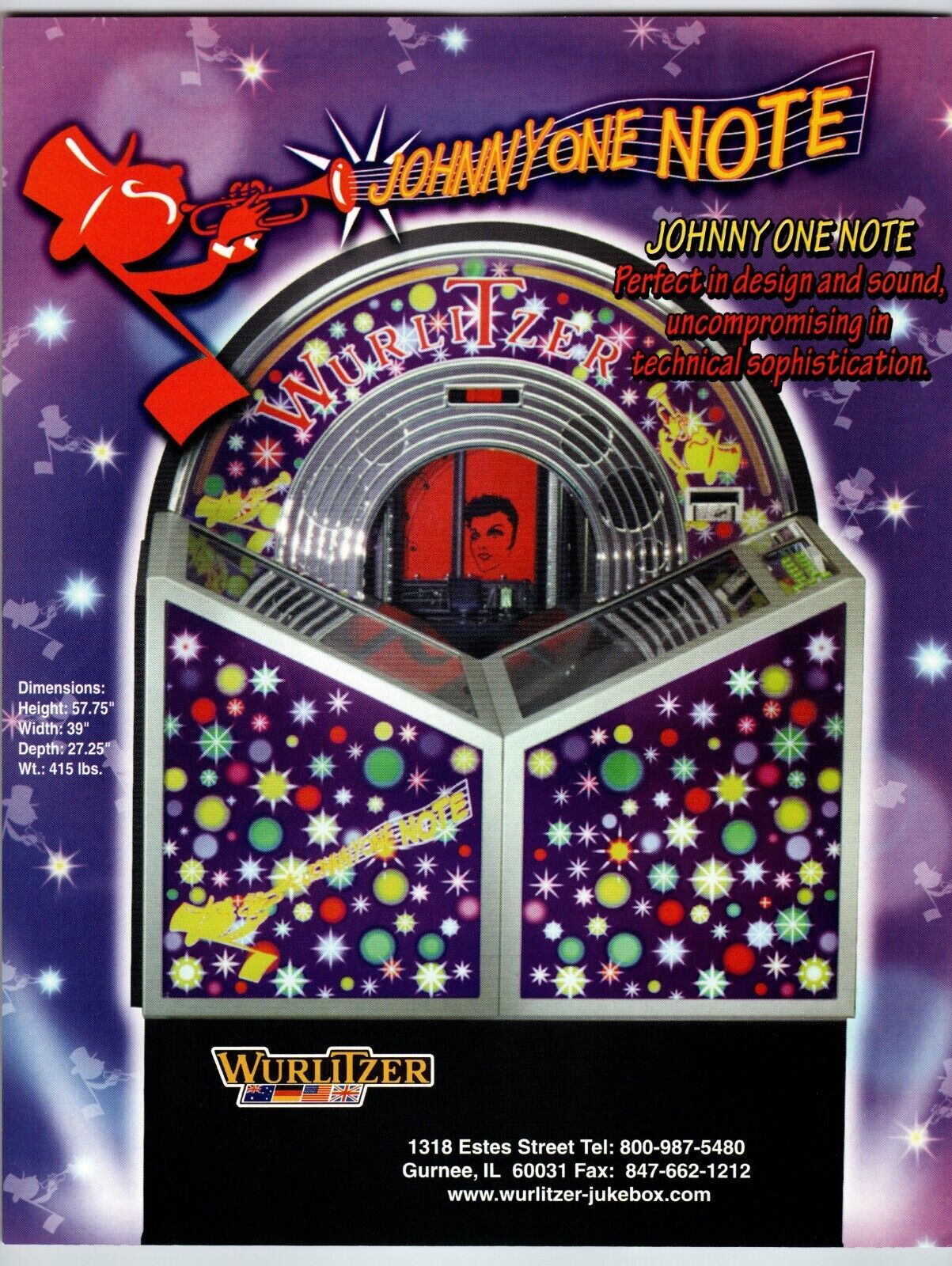 Johnny One Note Jukebox FLYER Original Phonograph Music 8.5" x 11" Two ...