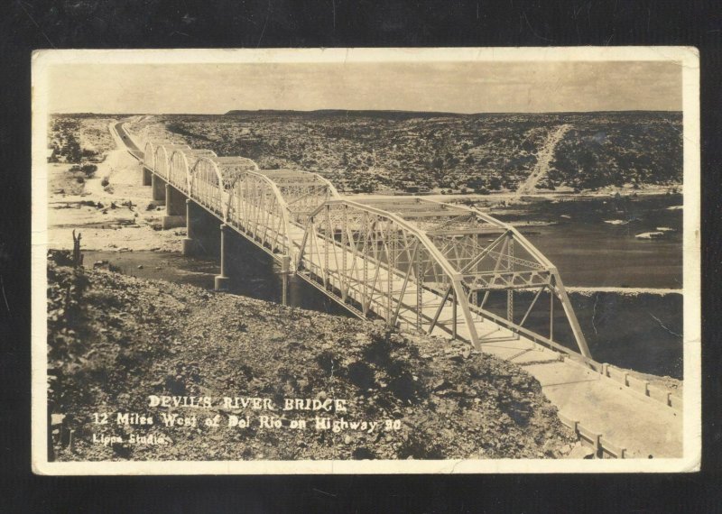 Rppc DEL RIO Texas Devils River Bridge Vintage Lions Studio Real Photo ...