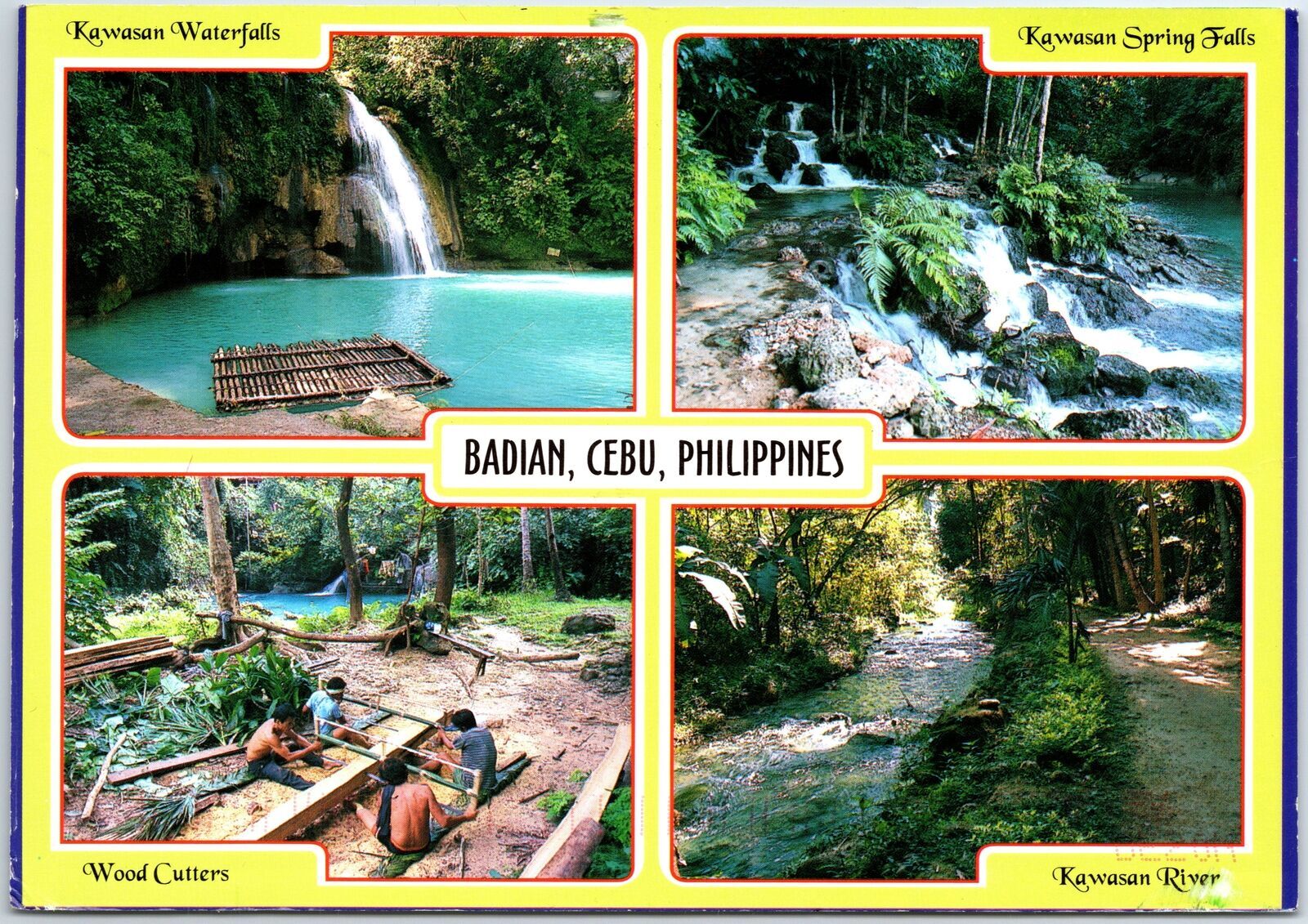 Vintage Continental Size Postcard (4) Scenes at Badian Cebu Phillipines ...