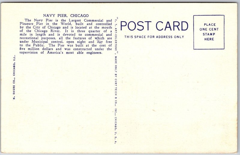 Navy Pier Chicago Illinois IL Commercial & Pleasure Pier River & Ground ...