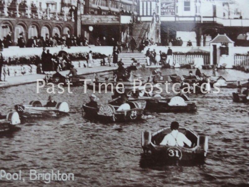 Sussex BRIGHTON Childrens Boating Pool animated scene - Old RP Postcard ...