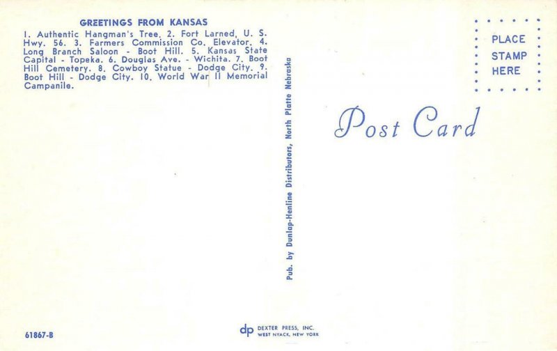 Kansas KS MAP CARD & Roadside Attractions c1960's Chrome Postcard ...