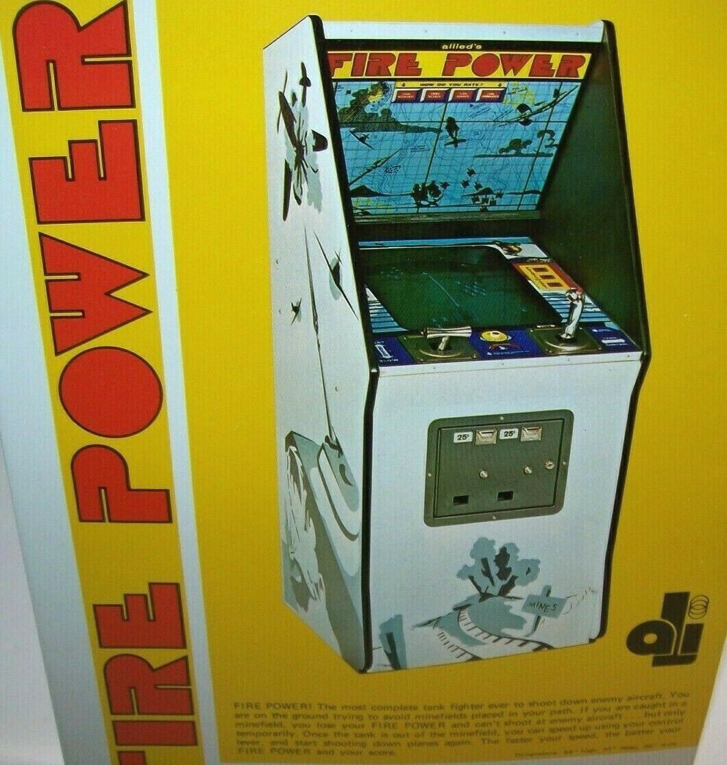 Fire Power Arcade FLYER Original Allied Vintage Retro 1975 Video Game ...