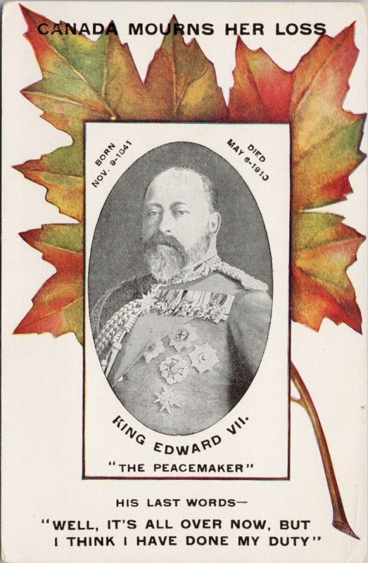 King Edward VII Death British Royalty Canada Maple Leaf Patriotic ...