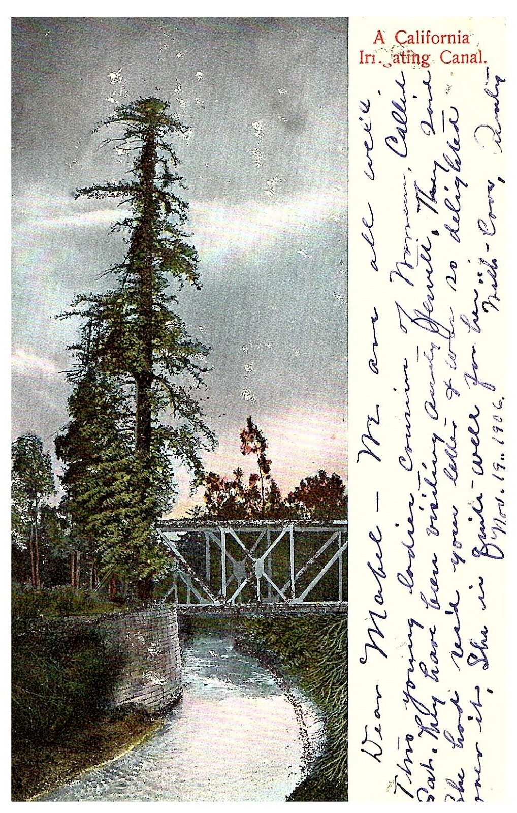 1906 M. REIDER POSTCARD A California Irrigation Canal Los Angeles ...