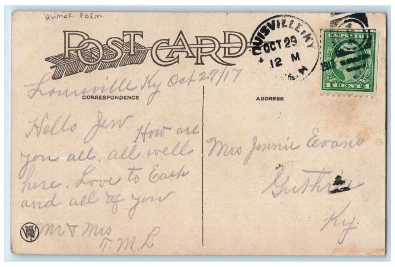 c1910's The Perfect Man Poem Humor Louisville Kentucky KY Antique ...