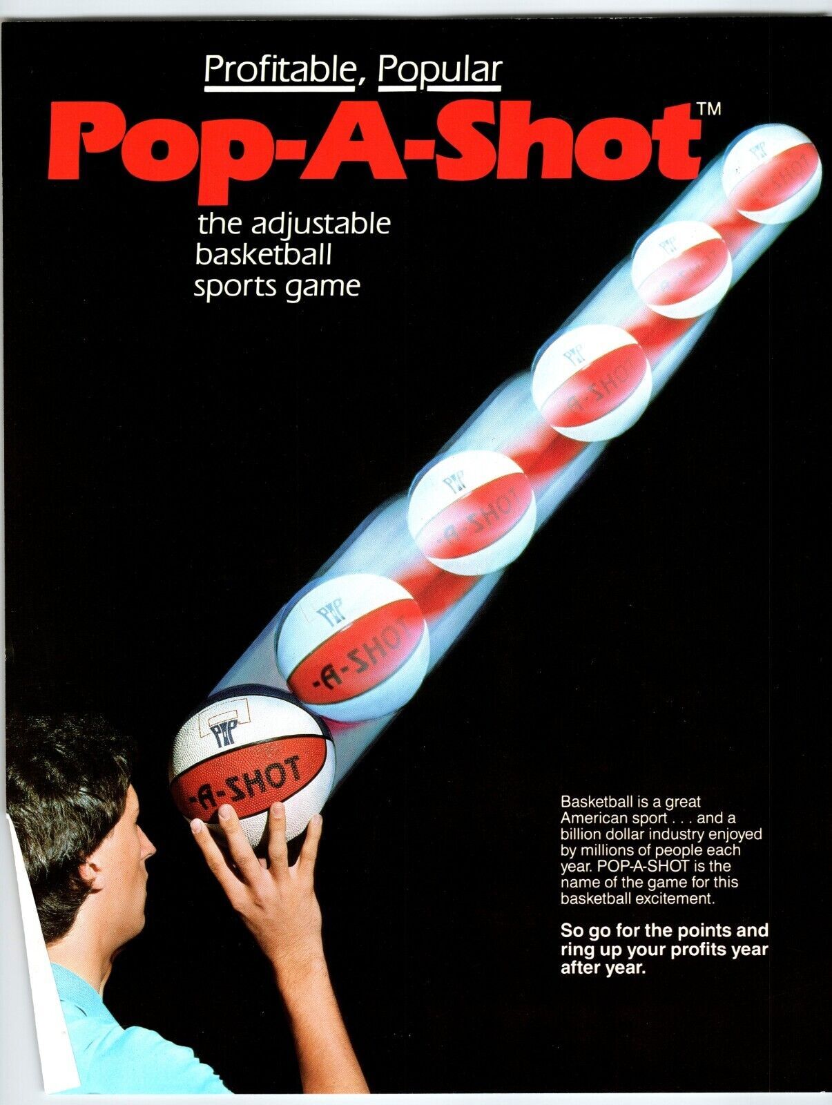 Pop-A-Shot Basketball Game Arcade Flyer Vintage Retro Original 2 Sided ...