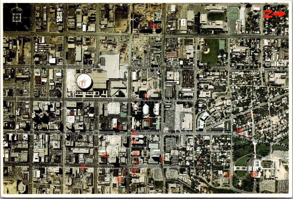 Utah Salt Lake City Aerial Walking Map Of Downtown | United States ...