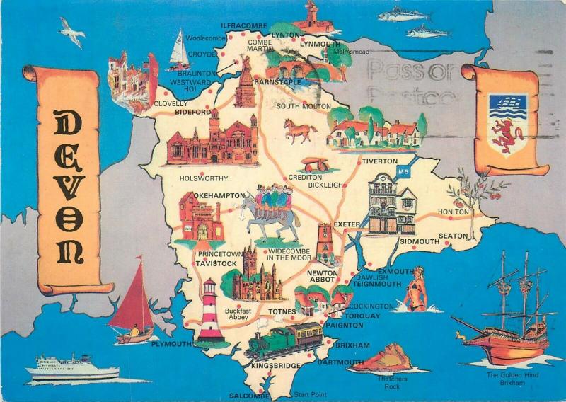Devon uk map postcard | Europe - United Kingdom - England - Devon ...