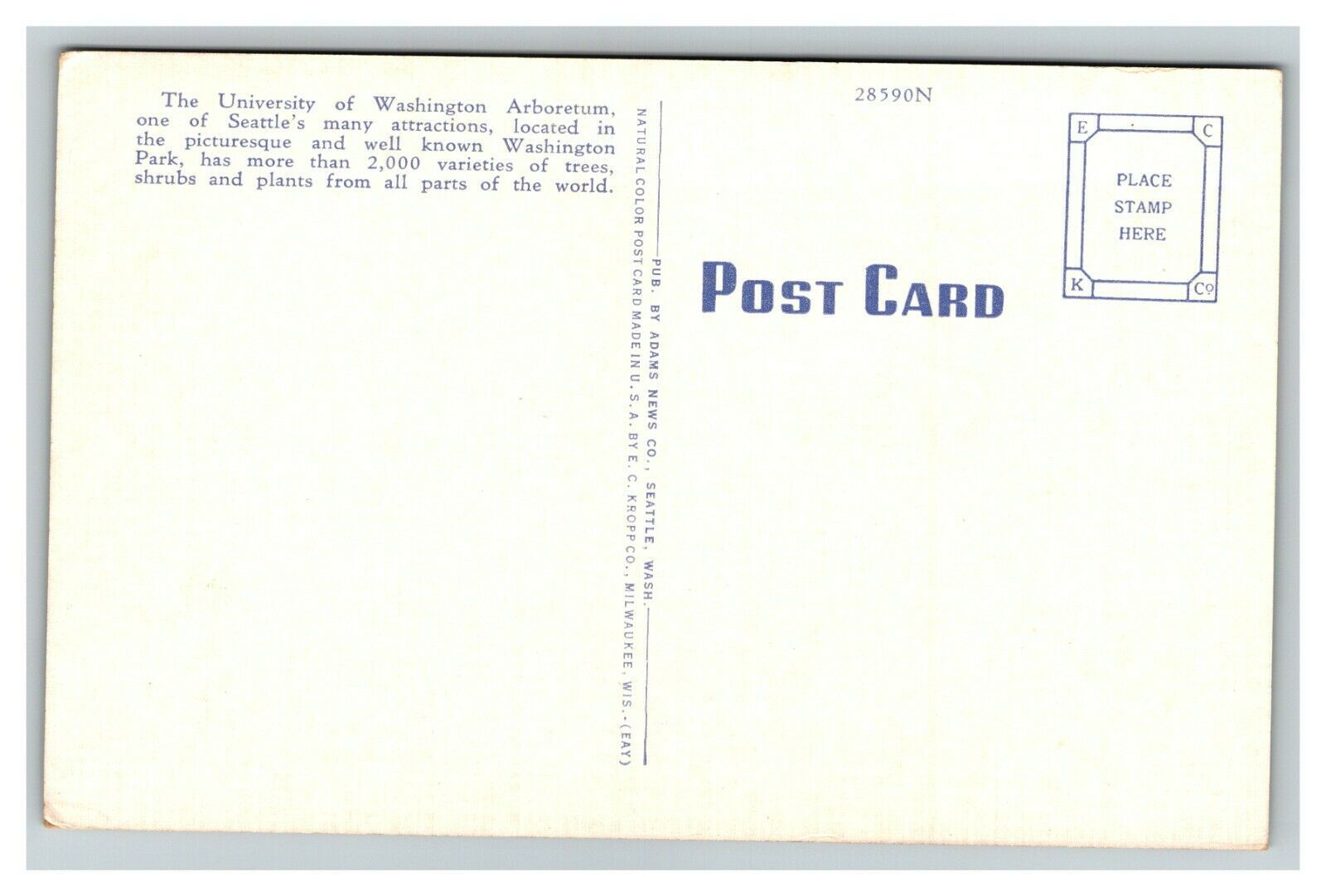 Vintage 1940's Postcard University of Washington Arboretum & Park ...