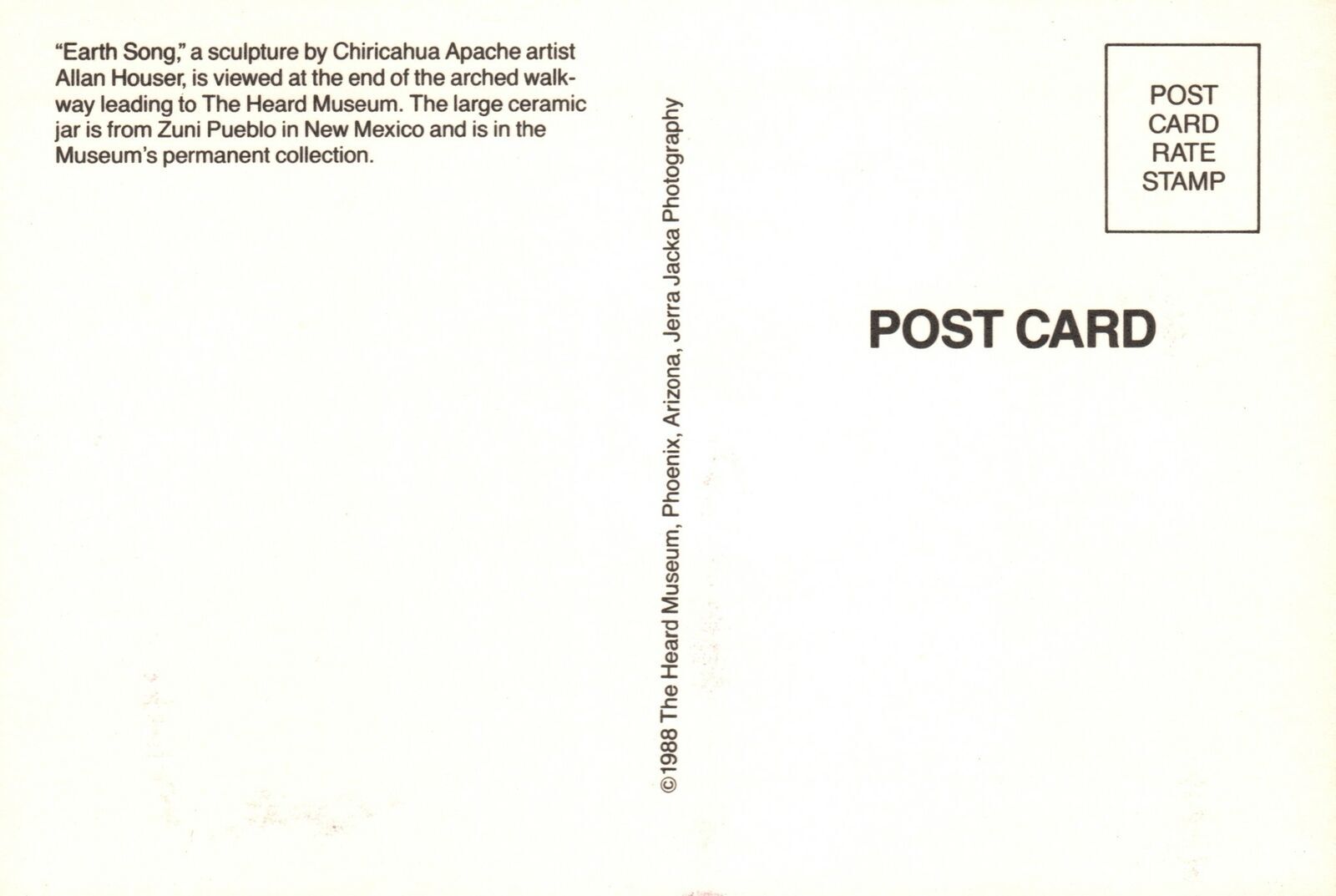 Postcard Earth Song Sculpture By Chiricahua Apache Artist Allan Houser ...