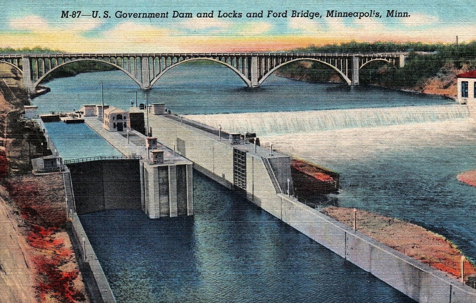 Vintage Postcard Locks and Ford Bridge Minneapolis Minnesota Posted ...
