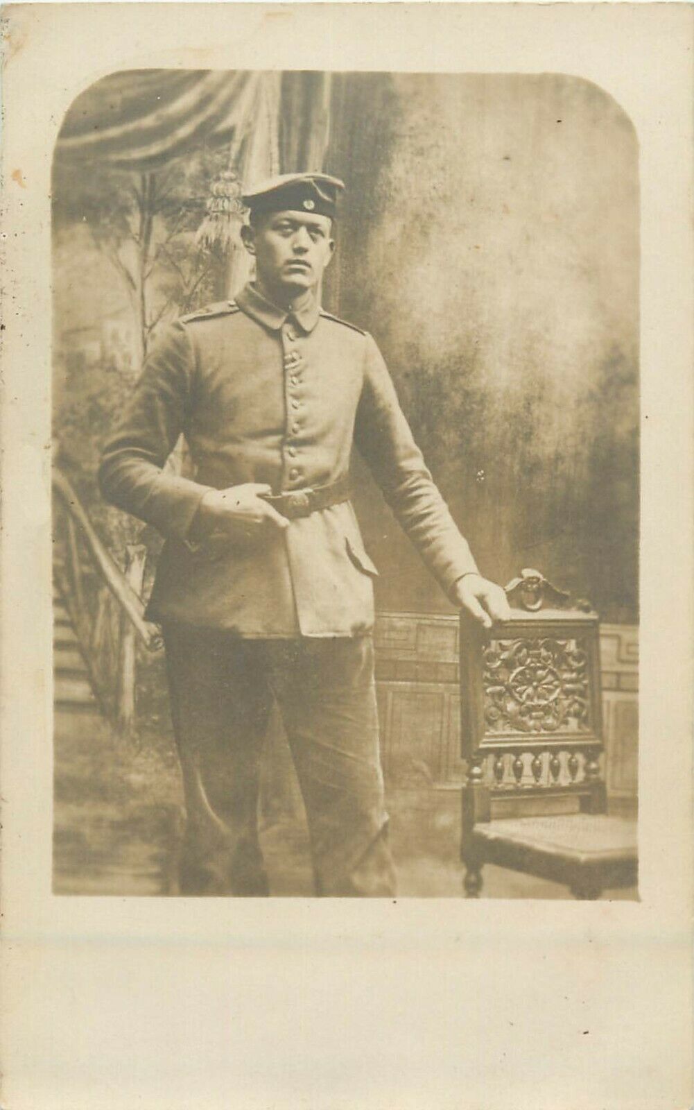 ww1 german military man soldier portrait uniform atelier photo postcard ...