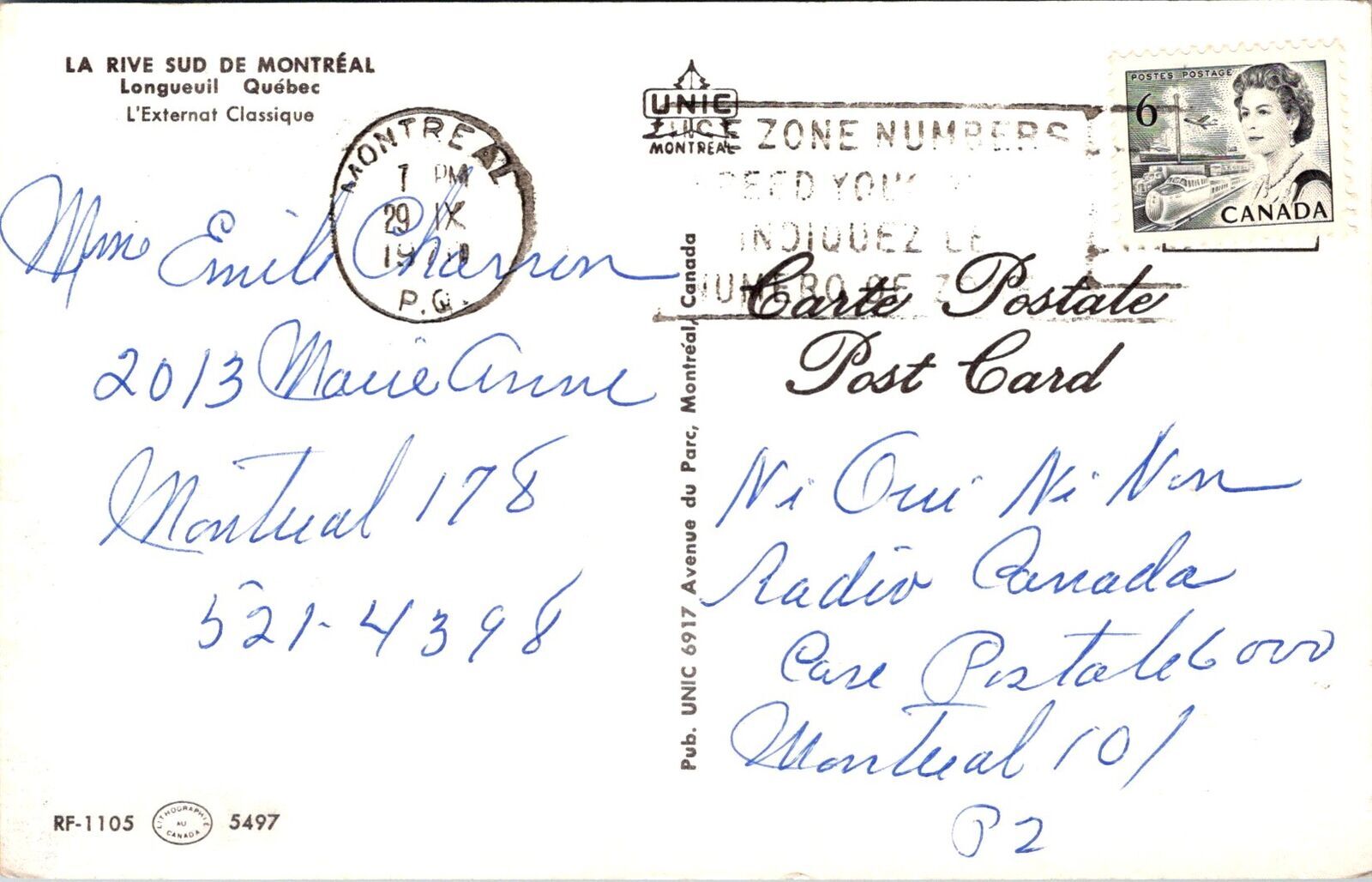 Vintage Postcard Town of Longueuil South Shore of Montreal Quebec ...