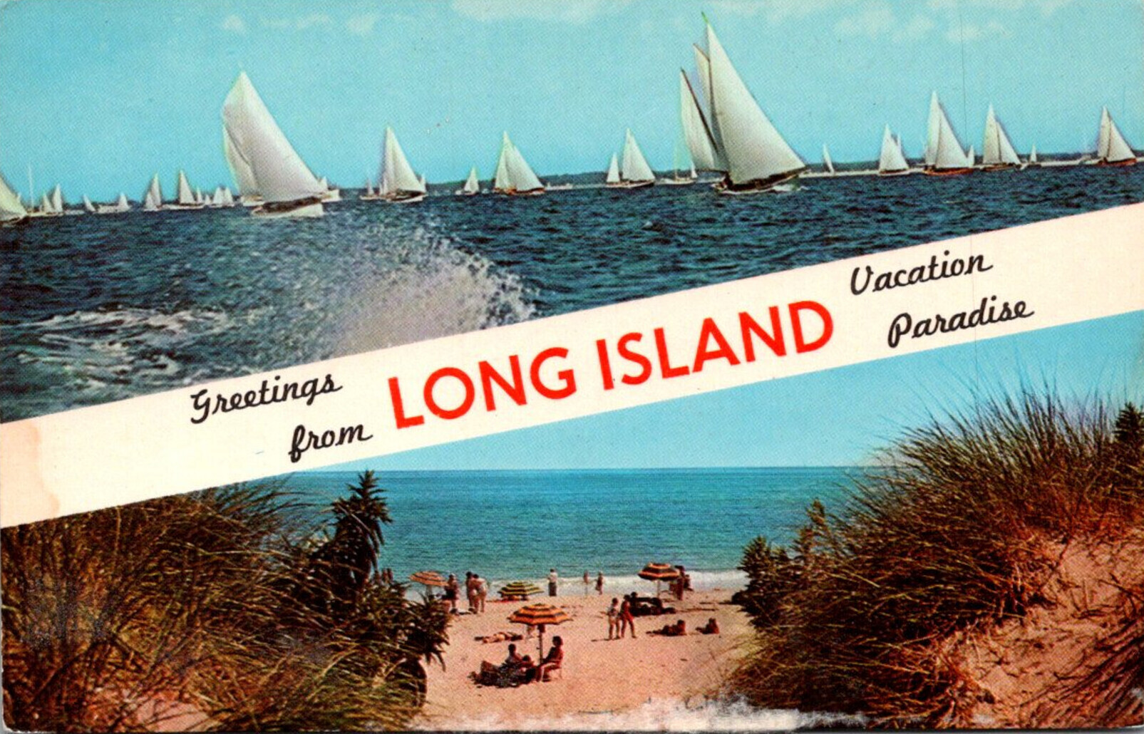 New York Greetings From Long Island Vacation Paradise Split View ...