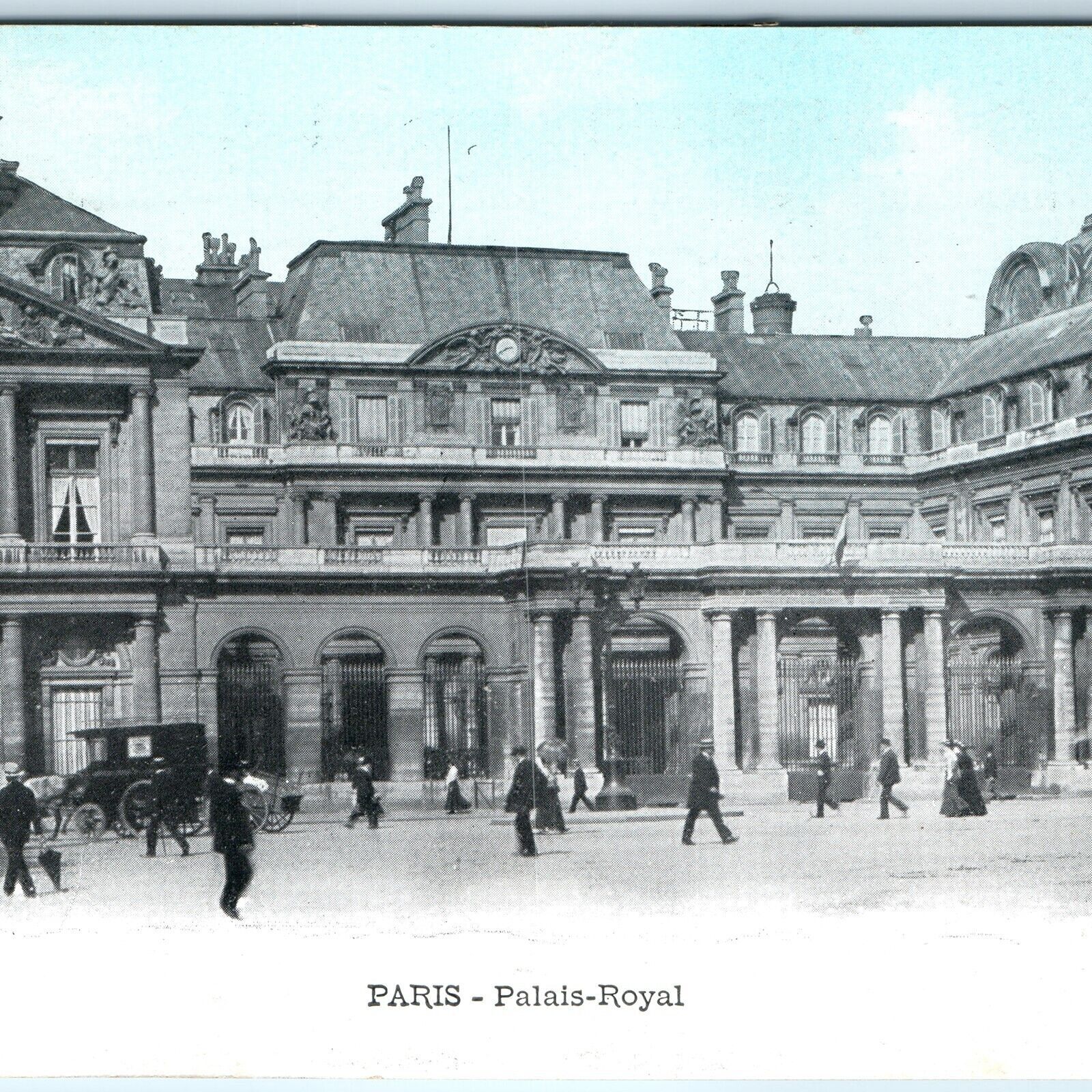 c1900s Paris, France Palais-Royal Colonnade Carriages Pedestrians ...