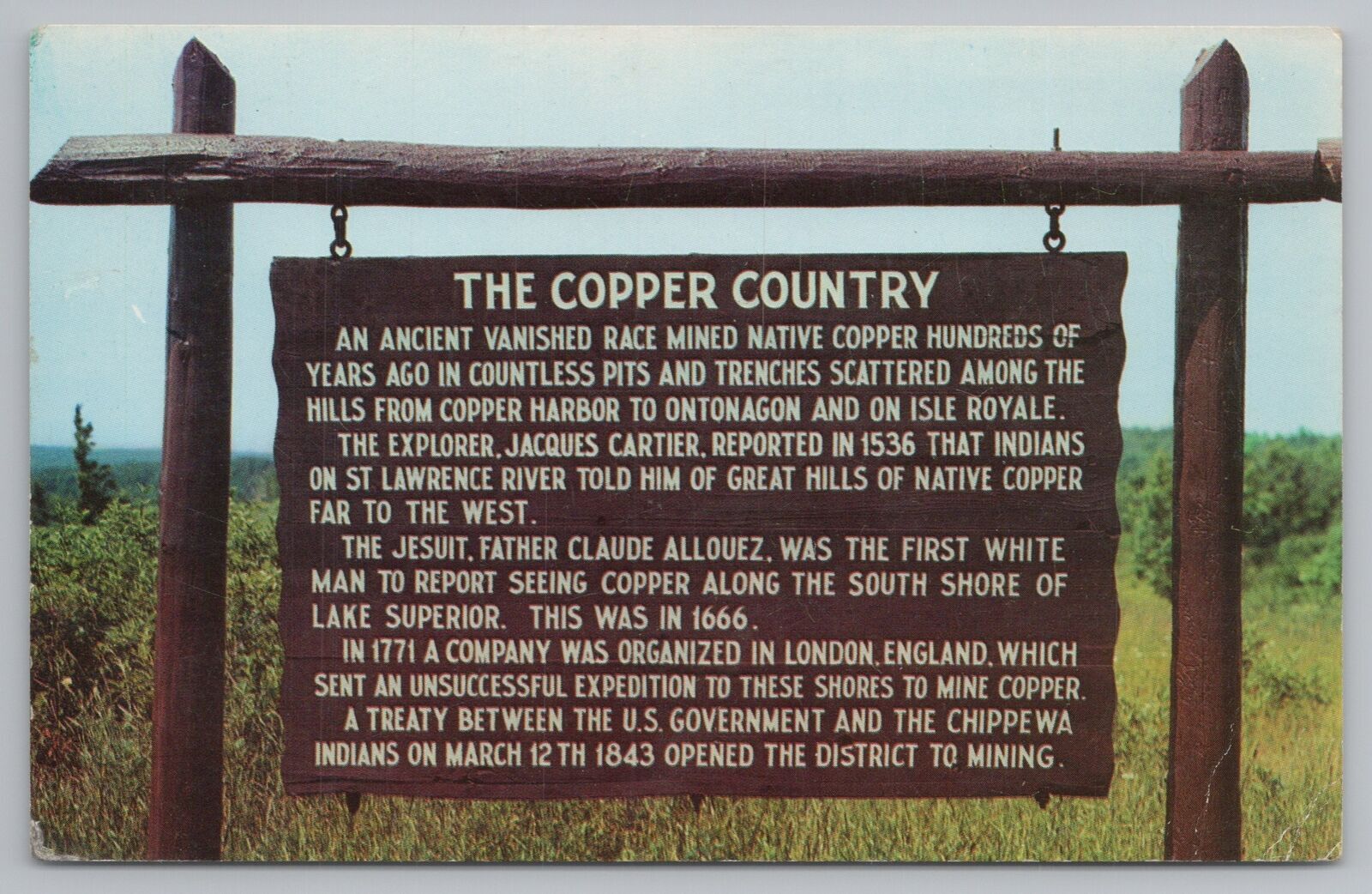 Copper Harbor Michigan~Sign~Top Of Brockway Mountain~Copper History ...