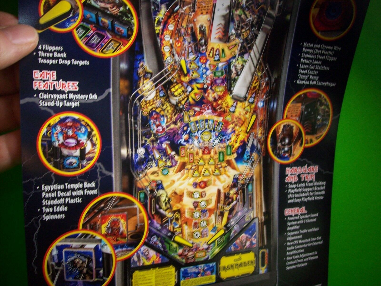 Iron Maiden Stern Pro Pinball FLYER Original NOS Hard Rock Heavy Metal ...