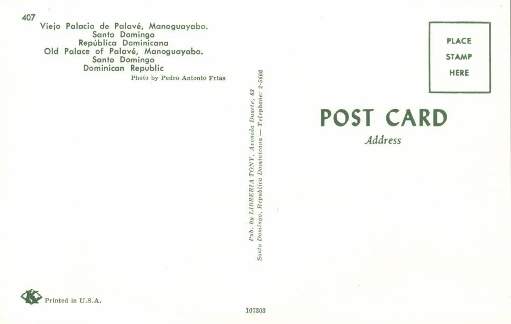 dominican republic, SANTO DOMINGO, Old Palace of Palavé (1960s ...