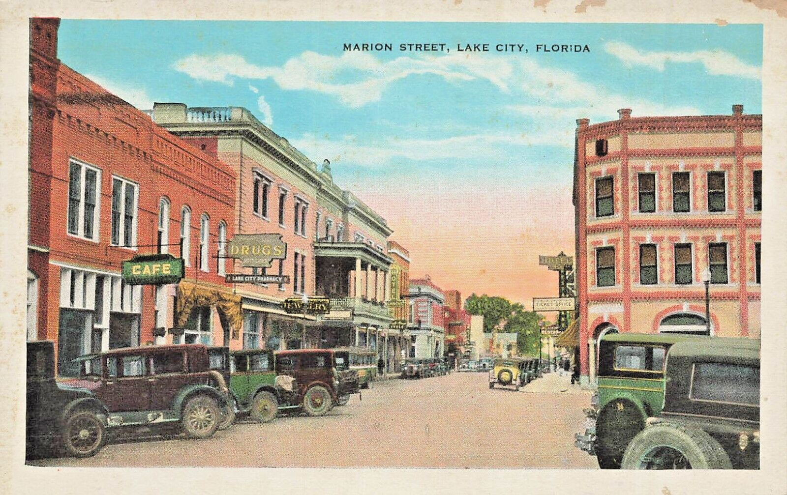 Lake City Florida FL~Marion Street-Storefronts-Blanche Hotel~1930s ...