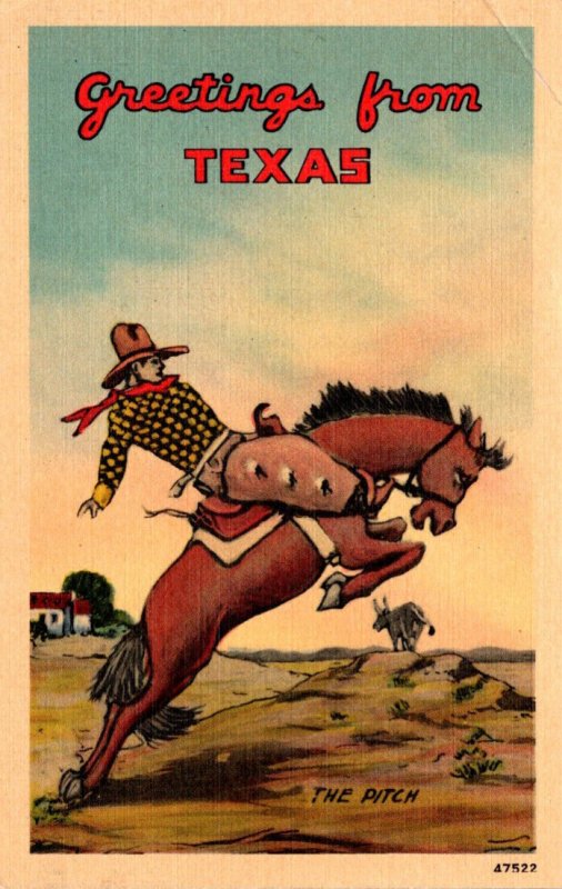 Texas Greetings With Bucking Bronce "The Pitch" | United States - Texas ...