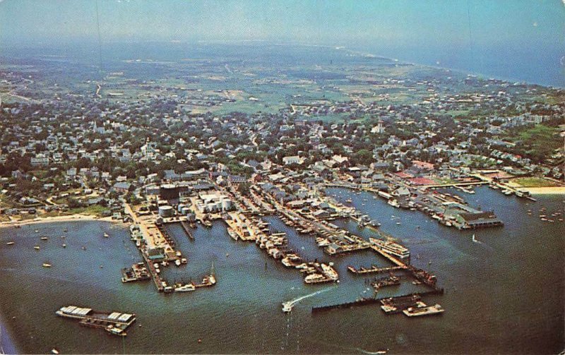 Aerial View Docks Waterfront Town Nantucket MA Chrome VTG P134 | United ...