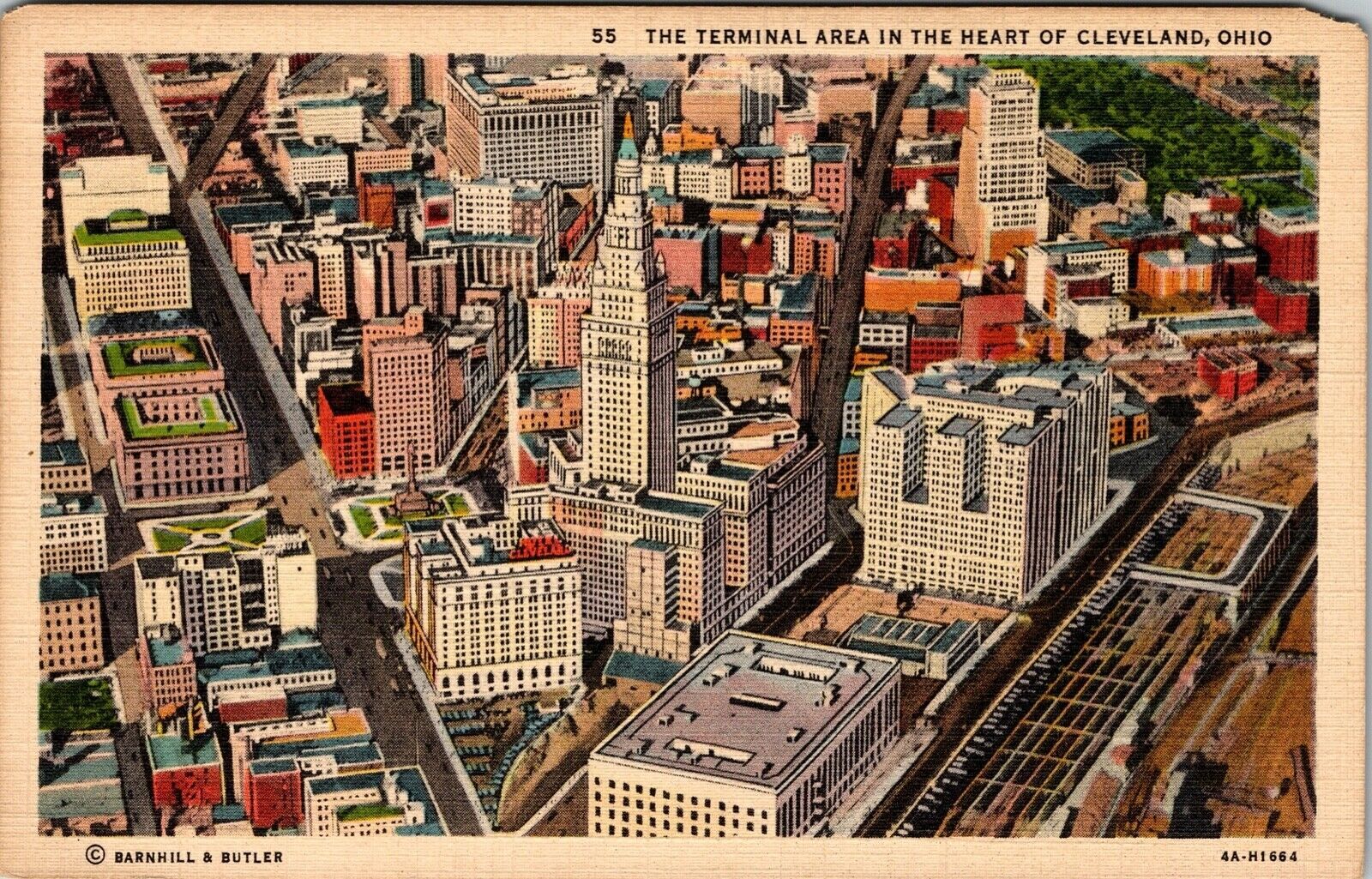 The Terminal Tower Area in Heart of Cleveland Ohio Vintage Postcard ...