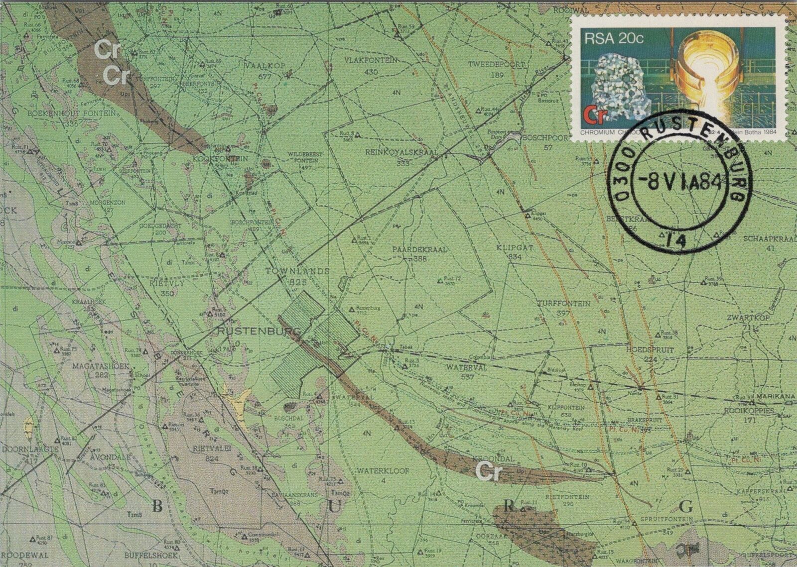 Map Postcard - RSA - South Africa Map - Rustenburg RR15768 | Africa ...