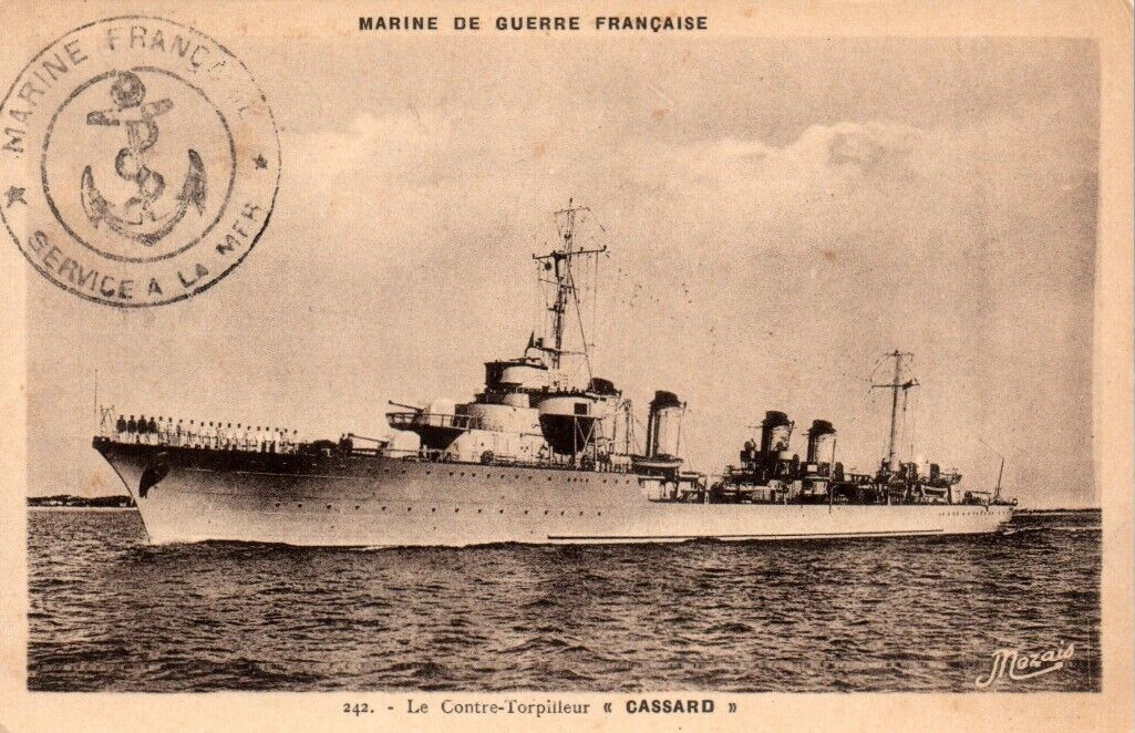 Postcard French Navy Frigate Battleship Cassard - War time Mozais ...