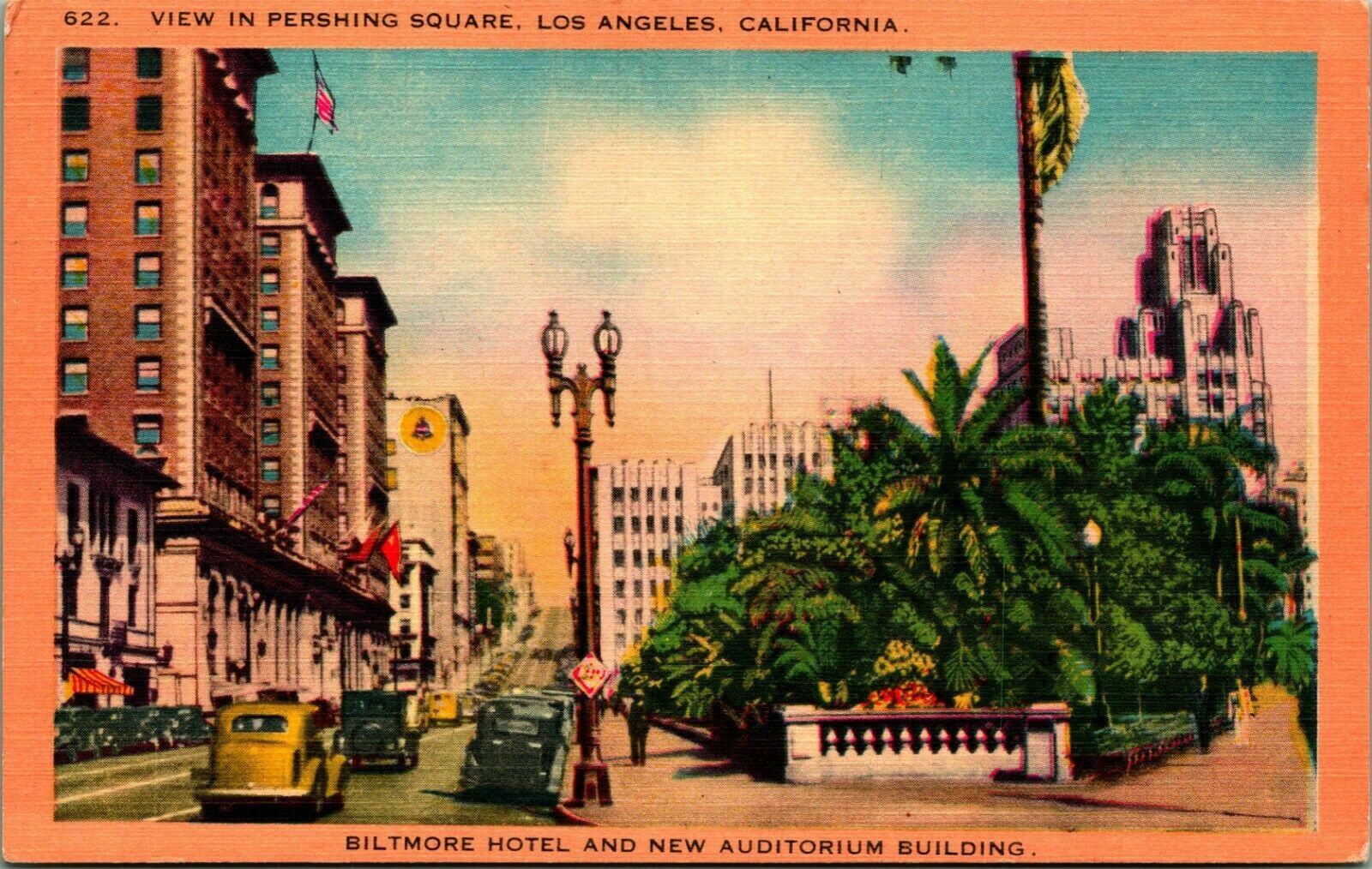 Pershing Square Looking North Biltmore Hotel Los Angele CA Linen ...
