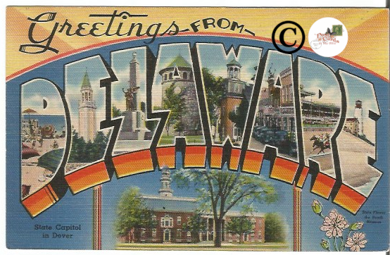 Vintage Big Letter Postcard Greetings From Delaware Large Letter Linen ...