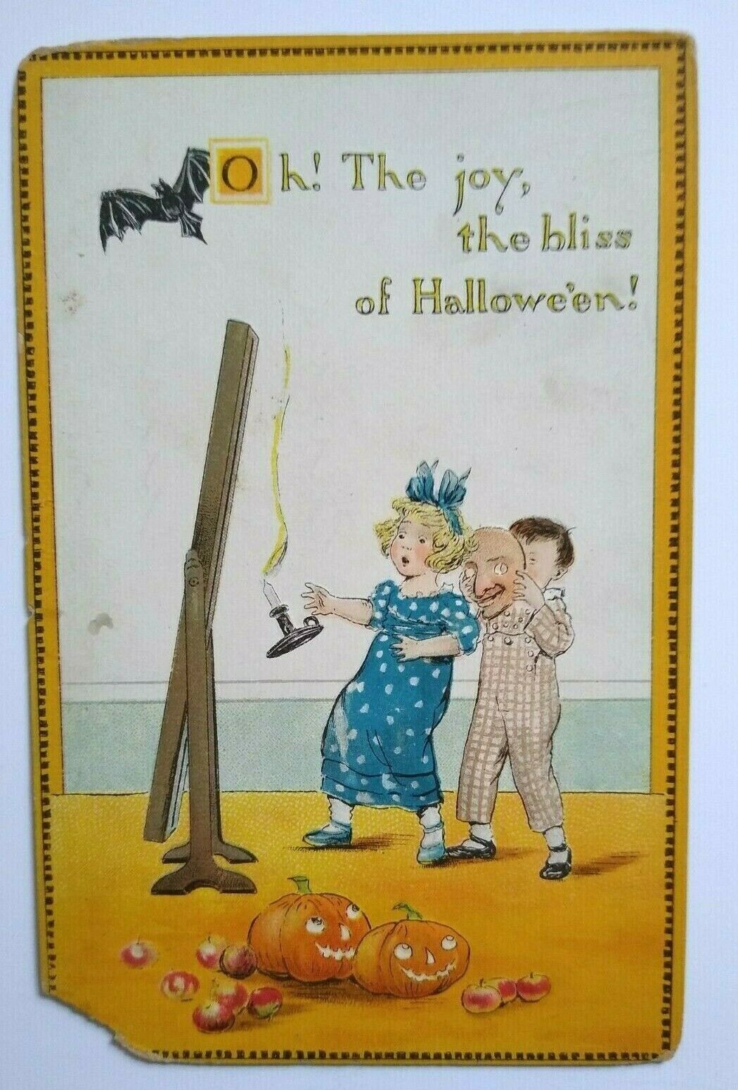 Halloween Postcard Tucks Oh The Joy Bliss Series 190 Flying Bat Pumpkin ...