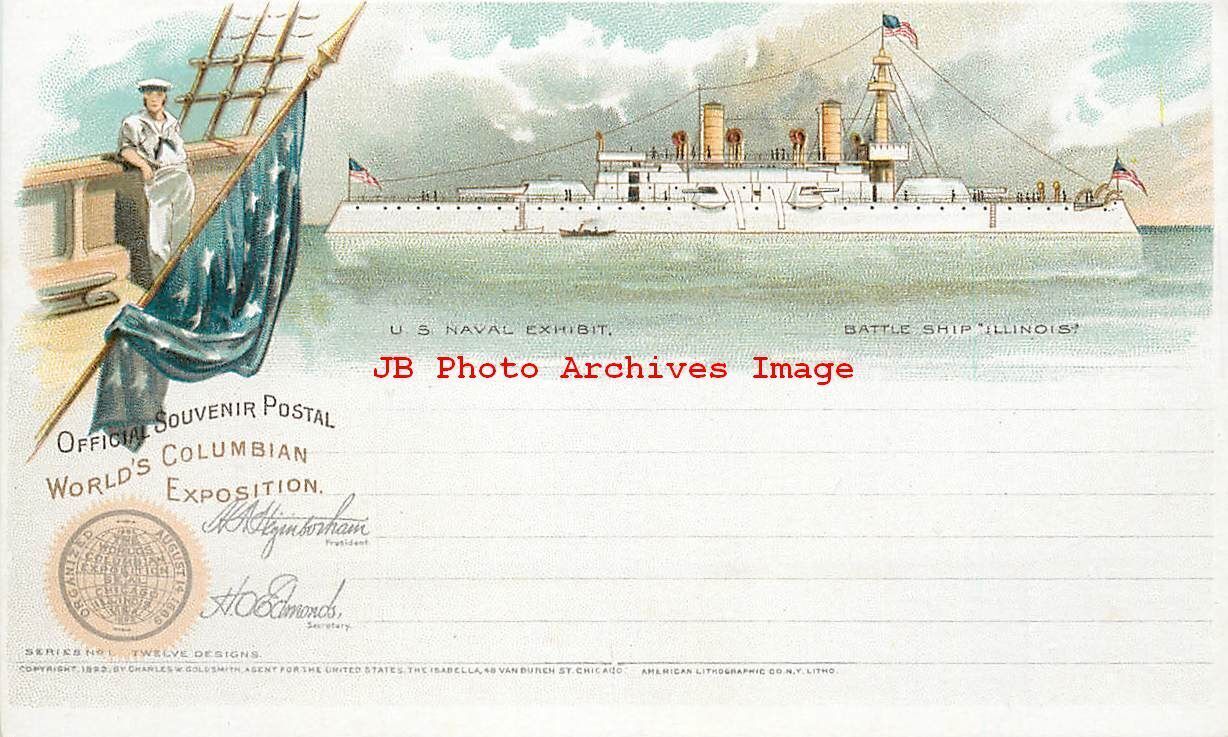 1893 World's Fair Columbian Exposition, US Naval Exhibit, Battle Ship ...