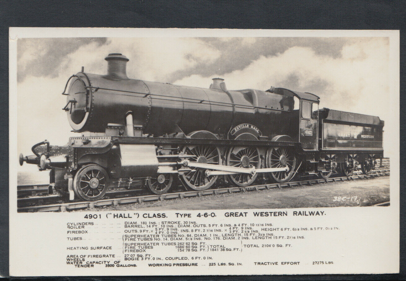 Railways Postcard - 4901 Hall Class Type 4-6-0 Great Western Train ...