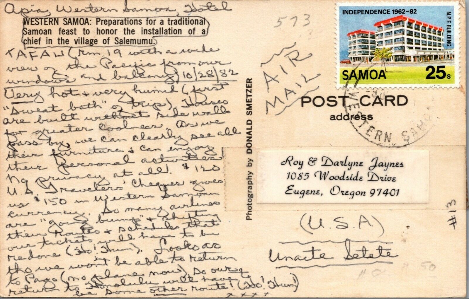 Vintage Western Samoa feast preparation village of Salemumu postcard ...