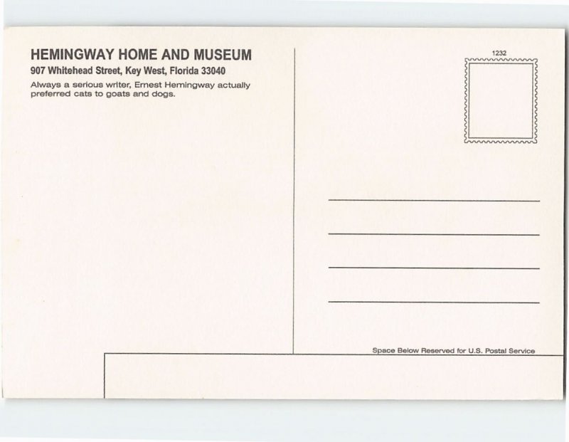 Postcard Ernest Hemingway with Quote, Hemingway Home And Museum, Key ...