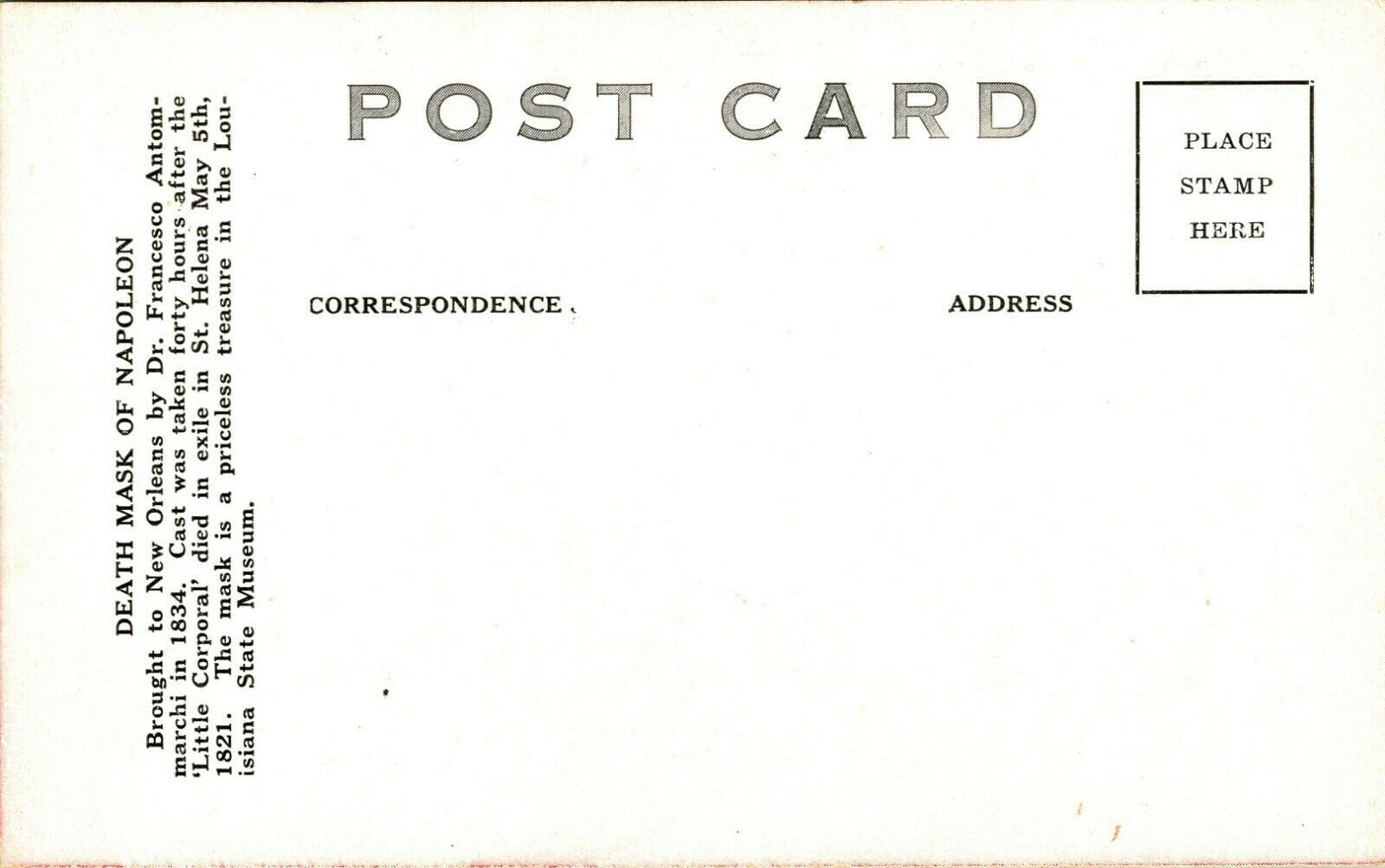 Death Mask of Napoleon Louisiana State Museum New Orleans UNP UDB ...