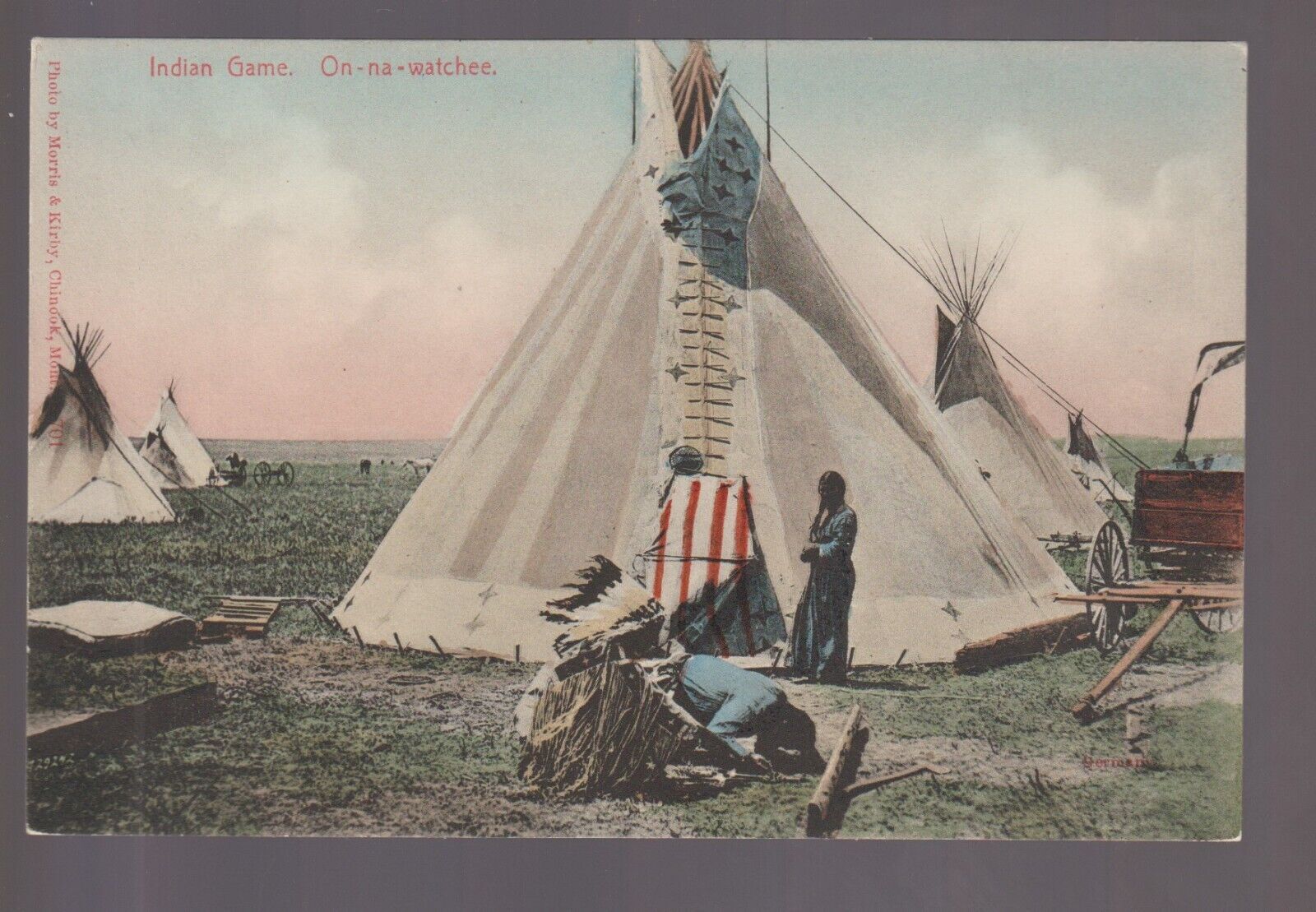 Chinook MONTANA c1910 INDIAN GAME Village Teepee INDIANS Tribe Camp ...